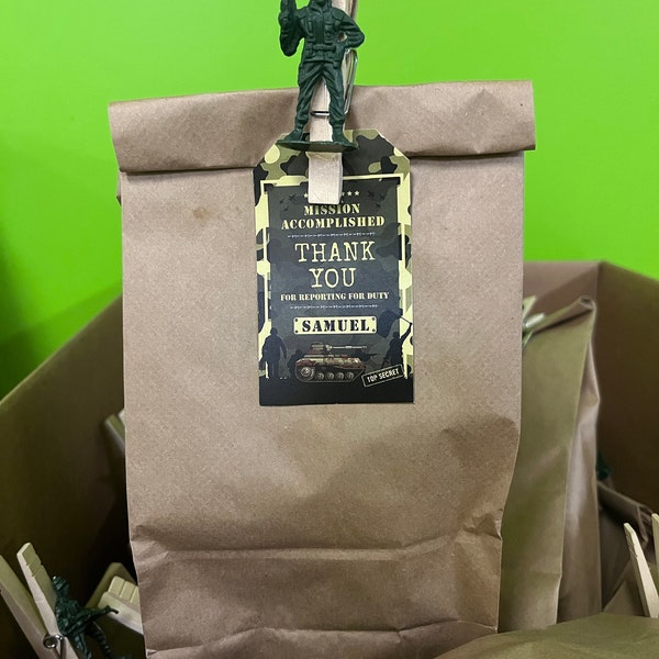 Army Party Thank You Tags Army Birthday Gift Tags Editable Army Gift ...