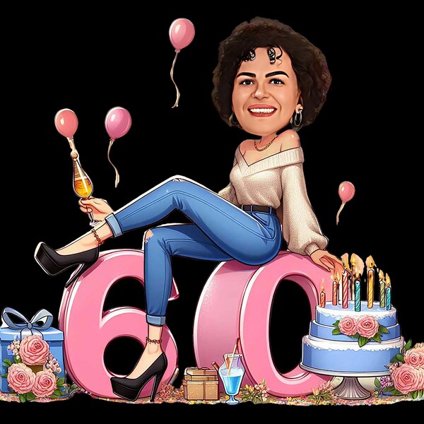 60th Birthday Extra Special Day Caricature Photo to Cartoon Birthday ...