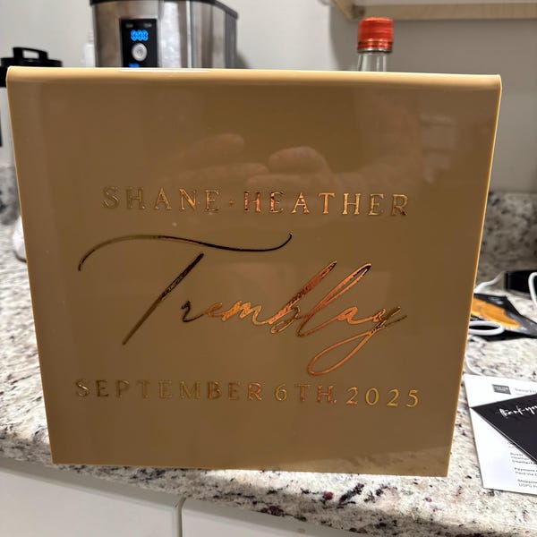 Acrylic Card Box With Lock and Key | Personalized Raised Text Card Box ...