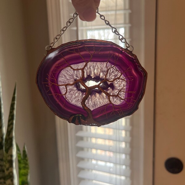 Gray Tree of Life Agate Display Art Sculpture With Gemstones - Etsy