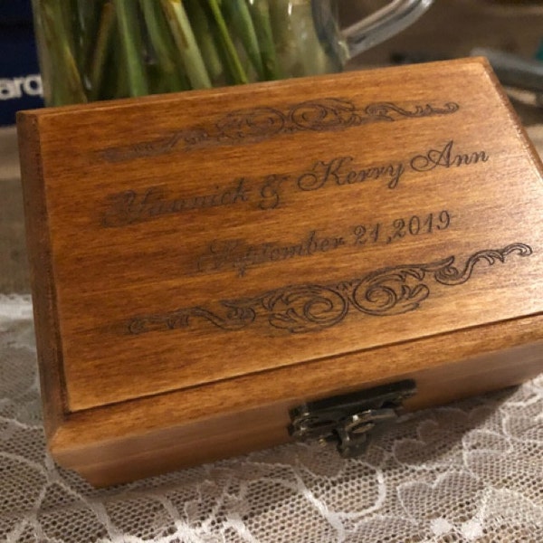 Wedding Ring Bearer Box Wedding Ring Box Rustic Ring Box Custom Wood ...