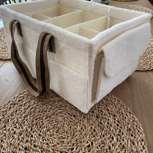NEW ! Teddy Cloth Nappy Caddy - Diaper Storage Basket Organiser - Cream ...