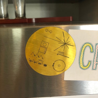 NASA Voyager Golden Record Magnet, Golden Metallic Laser Engraved ...