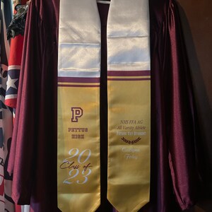 Your School Colors Personalized Stripes Graduation Stole Grad - Etsy