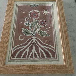 Spiritual Art Print Moon Phase Illustration Boho Gift Idea Blue Folk ...