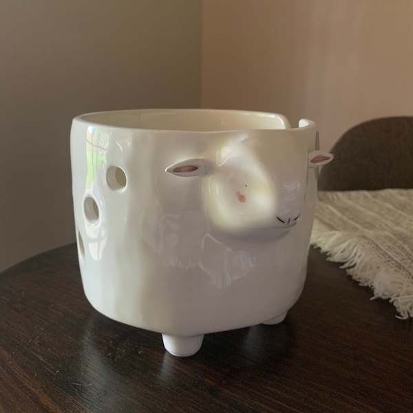Ceramic Yarn Bowl, White Sheep Shape. Ceramic Knitting Bowl, Sheep ...