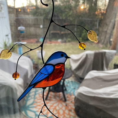 Bluebird Stained Glass Window Hangings Christmas Gifts - Etsy