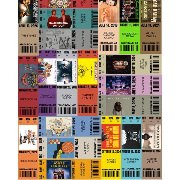 PERSONALIZED CONCERT COLLAGE - Commemorative Ticket Collage - Etsy