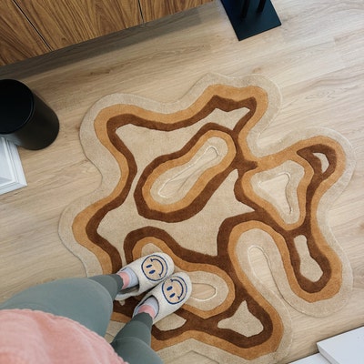 Green Loop Cut Rug Hand Tufted 100% Wool Area Rug Hand Made Rug 5x8 6x9 ...