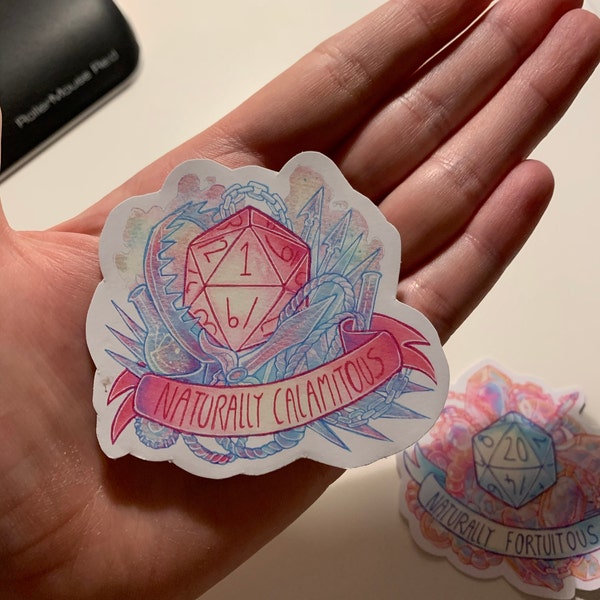 D&D Pastel Watercolour Nat1 D20 Stickers, Dnd Dungeons and Dragons 5e ...