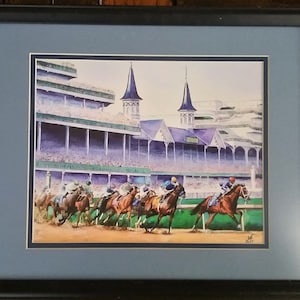 The Kentucky Derby at Churchill Downs First Turn Horse Racing Art Print ...