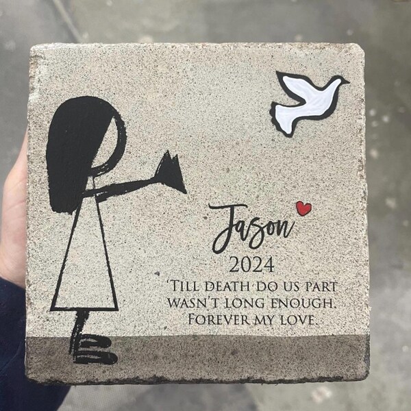 6x6 Concrete Memorial Stone. Bookend. Garden Decor. Rustic Tumbled ...