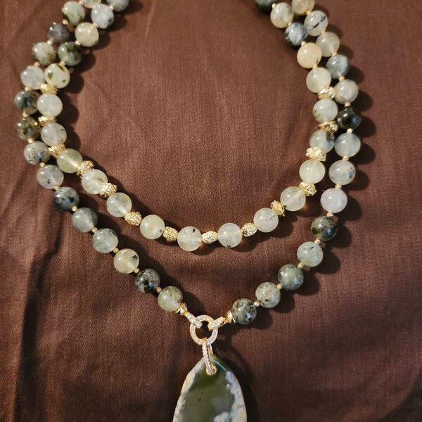Agate Pearl Natural Stone Beaded Necklace, Unique Jewelry With Big ...