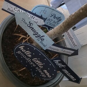 Funny Hello Little One Blue and Silver Photo Booth Props Baby Shower ...