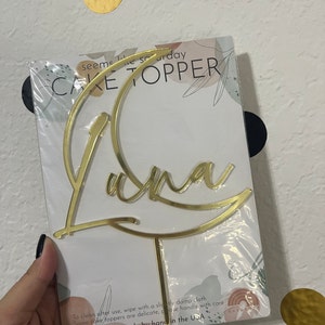 Moon Cake Topper With Name Perfect for A Moon Birthday Theme, Space ...