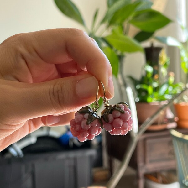 Glass Raspberry Bead 1p, Light Periwinkle, Raspberry Beads, Lampwork ...