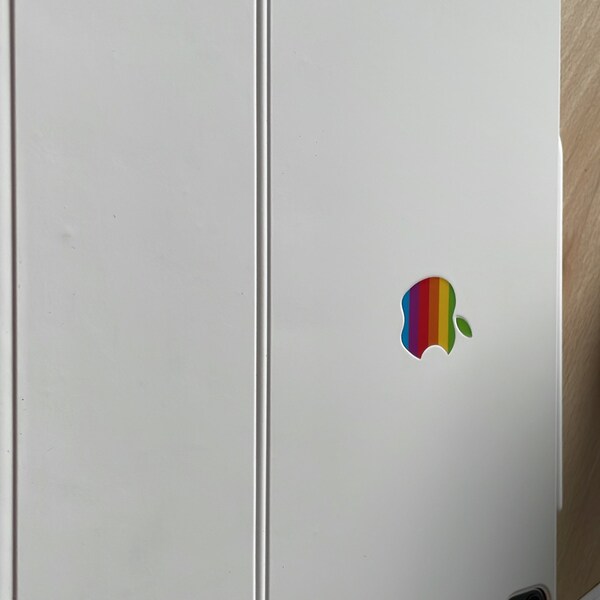 Retro-style Vibrant Rainbow Apple Logo Sticker for iPad or iPad Magic ...