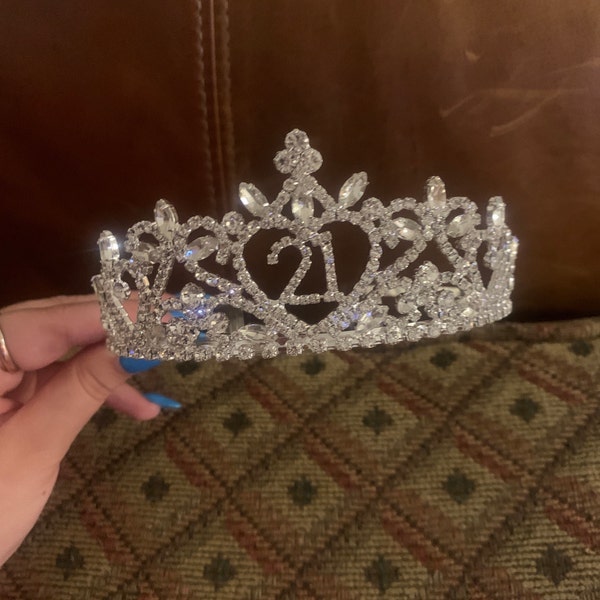 21 Tiara 21st Birthday Party Accessories Supplies, Crown Silver (21 ...
