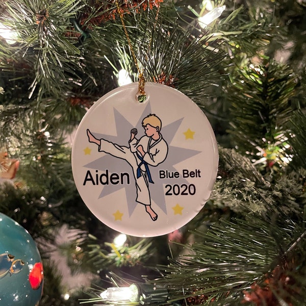 Karate or Martial Arts Christmas Ornament - Personalized Kick Design ...