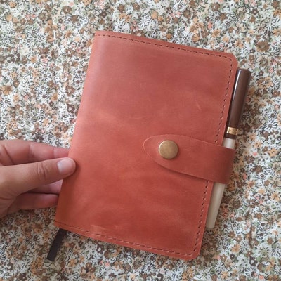 Leather Planner Cover, A6 Travel Journal Cover, A5 Leather Cover ...