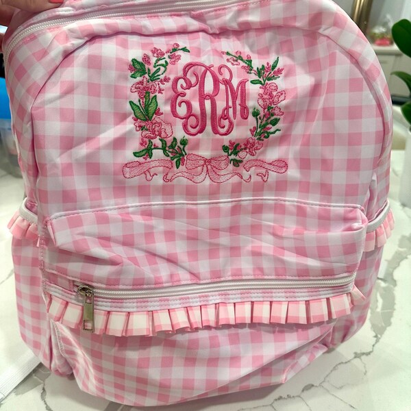 Monogrammed Seersucker Backpack, Personalized Child's Backpack ...