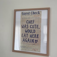 Chef Was Cute Guest Check Poster Trendy Wall Art Prints Kitchen Decor ...