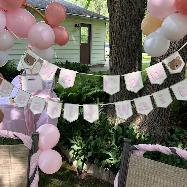 Teddy Bear Banner We Can Bearly Wait Baby Shower Banner Teddy Bear ...