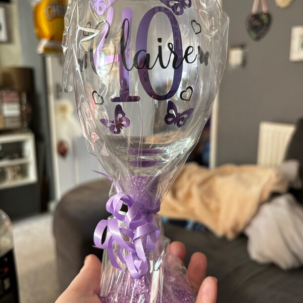 Personalised Glitter Birthday Glass Butterflies 18th Birthday Gift 21st ...