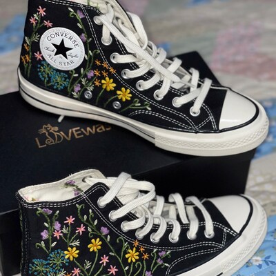 Custom Embroidered Converse High Tops Chuck Taylor 1970s/ Embroidered ...