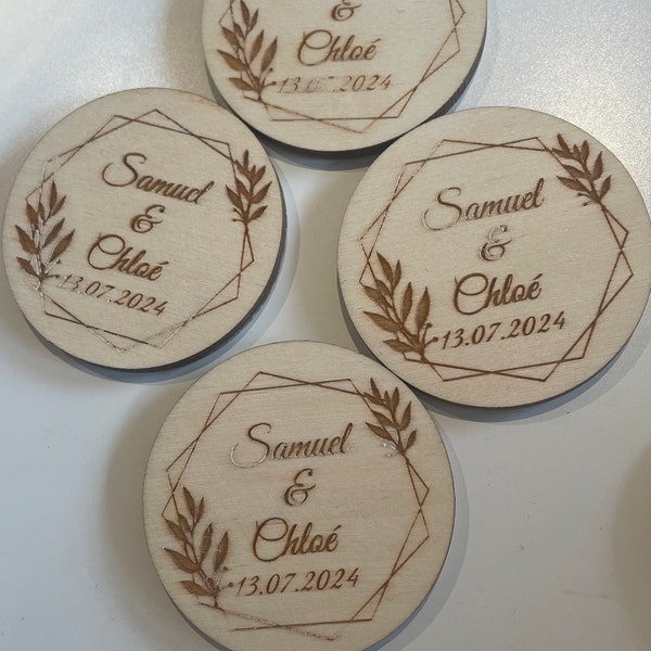 Wedding Favor Magnet, Personalized Wooden Wedding Magnets, Personalized ...