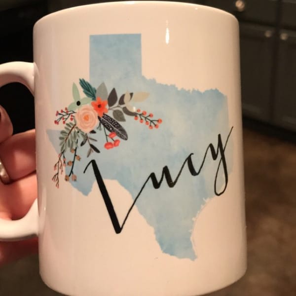 Personalized Texas Mug / Personalized Mug / Custom State Mug / Friend ...