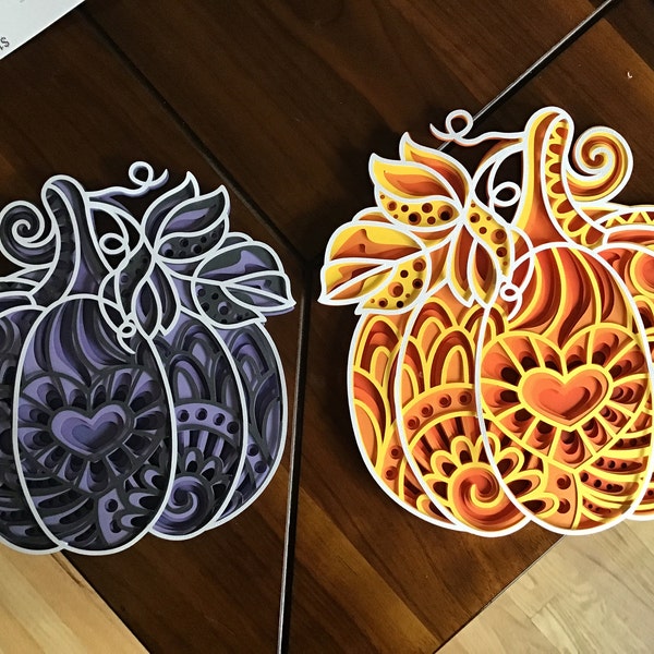 Magic Pumpkin Heart Decor 3D Mandala SVG Files, Svg Papercut for ...