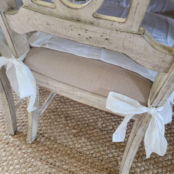Natural Color Linen Chair Seat Covers Slipcover 3 Sided Simple ...