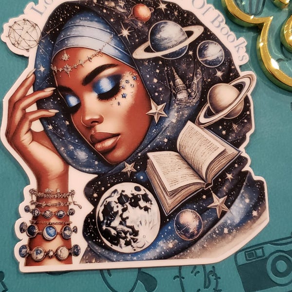 Thinking of Books Sticker, Black Woman Who Loves to Read, Black Girl ...