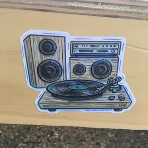 Turntable & Hifi Stereo Sticker Audiophile Music Illustration Water ...