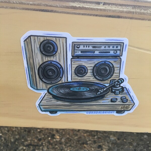 Turntable & Hifi Stereo Sticker - Audiophile Music Illustration - Water ...
