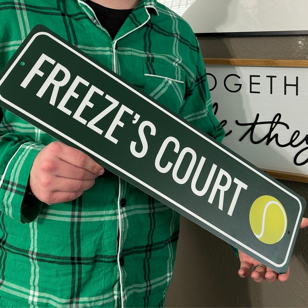 Tennis Court Sign, Personalized Tennis Player Kid Room Sign, Custom ...