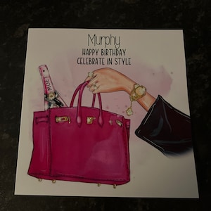 Personalised 6x6 Happy Birthday Card Female Girl Woman Shopping Bags ...