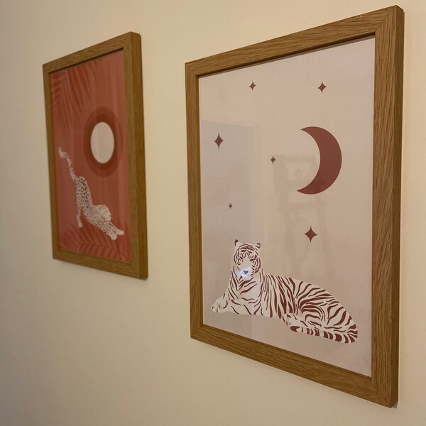 Leopard Wall Art, Wall Print, Boho Home Décor, Moon Art, Leopard Art ...