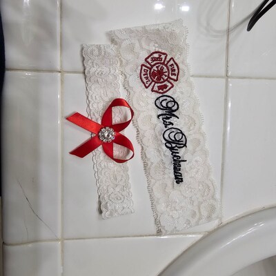 Wedding Garter Lace MONOGRAMMED Bridal Garter Floral Stretch Lace ...