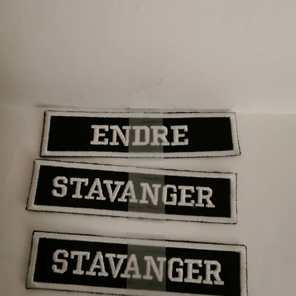 Curve Custom EMBROIDERED NAME TAG Iron on Patch Ribon Badge 5 3/4 X 2 1 ...