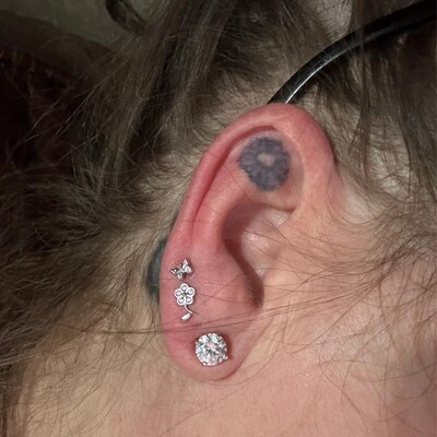 Double Rope Tragus Earring 22g, Sterling Silver Tiny Cartilage Piercing ...