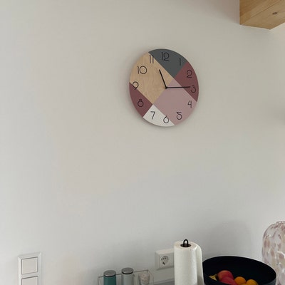 Scandi Wall Clock With Pastel Colors Minimalist Wooden Clock Pale ...