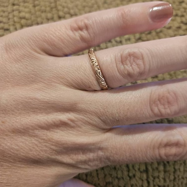 600-25 14K Yellow SOLID Gold Ring, Pattern Ring, Width--2.5mm - Etsy