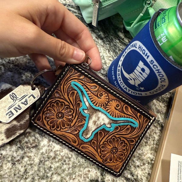 THUNDERBIRD LONGHORN KEYCHAIN Brown Wallet | Genuine Hair on Freebird ...