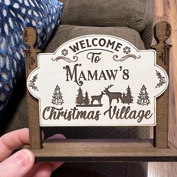 Personalized Christmas Village Sign, Welcome to Our Village Sign ...