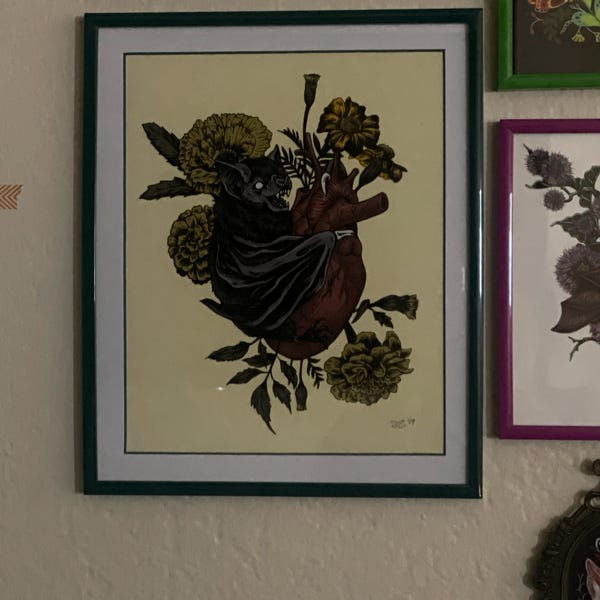 Bat Heart Print - Bat Art - Dark Art - Horror - Spooky - Halloween ...