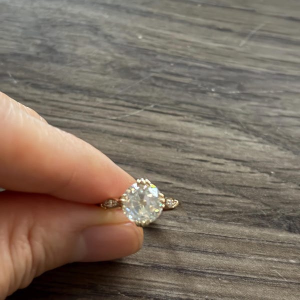 Hexagon Cut Engagement Ring, Moissanite Portrait Cut Ring, Bezel Set ...