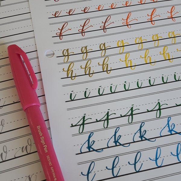Digital Modern Brush Calligraphy Guide - Style GWEN - Etsy
