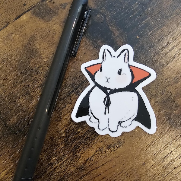 Vampire Bunny Sticker, Waterproof Vinyl Sticker, Halloween, Count ...
